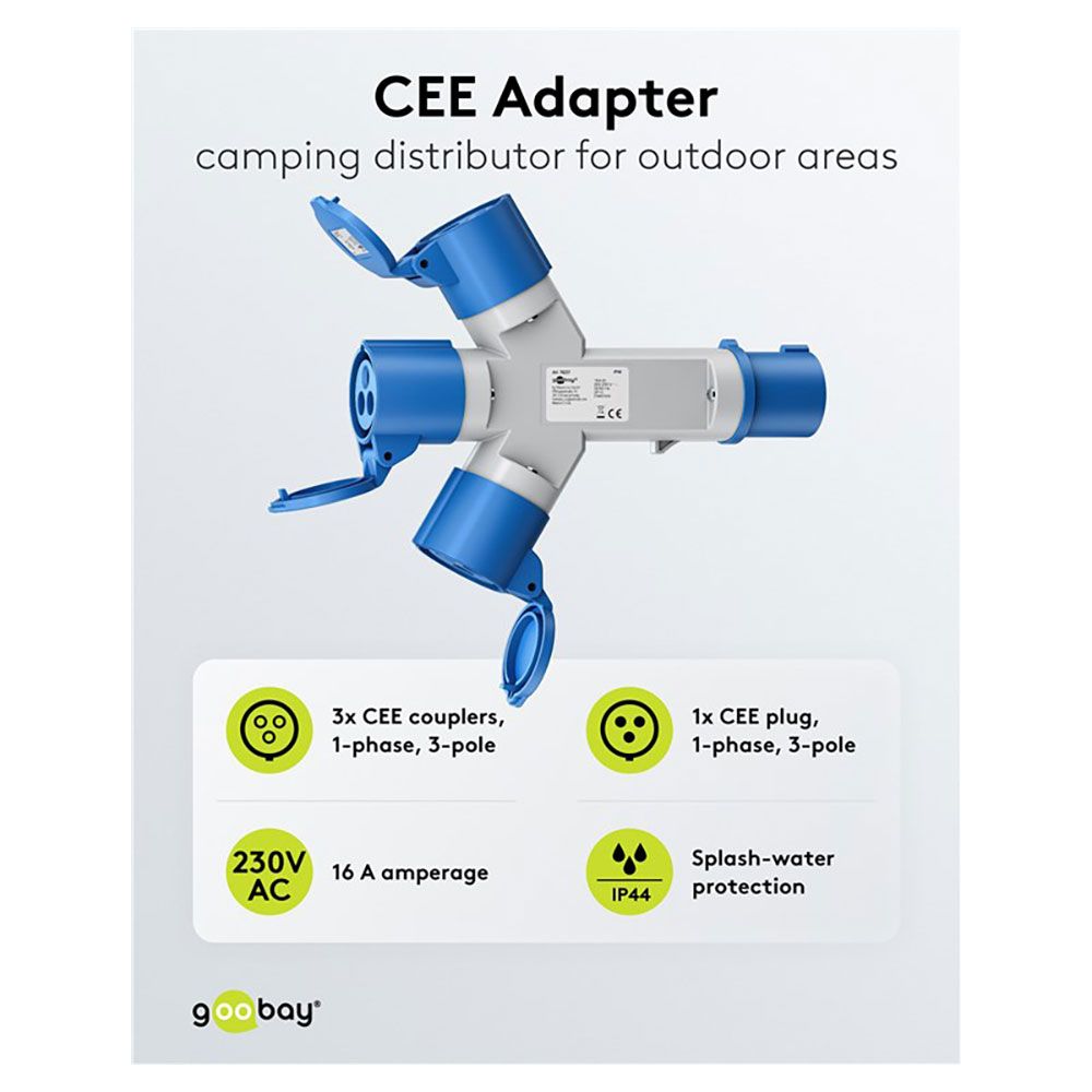 Goobay CEE-Y-Adapter CEE-Stecker auf 3x CEE-Kupplung 16A 230V
